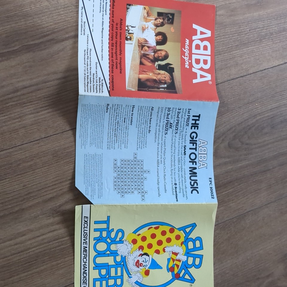 RARE ABBA fan club folder with poster merch sheets photograph's ect ...
