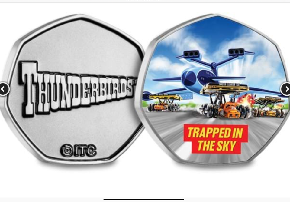 PREORDER NEW THUNDERBIRDS COMMEMORATIVE SET OF 4 x 50P Shape BU ...