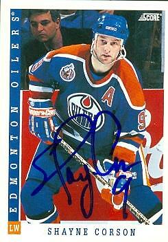 Shayne Corson autographed Hockey Card (Edmonton Oilers) 1993 Score #108 ...