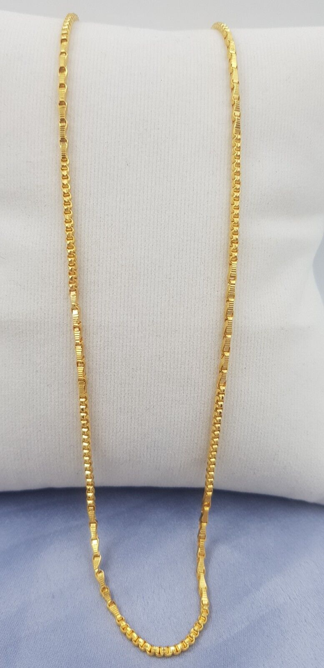 Exclusive High Finish 22K Gold Chain Necklace 2mm 19in Plain Yellow ...