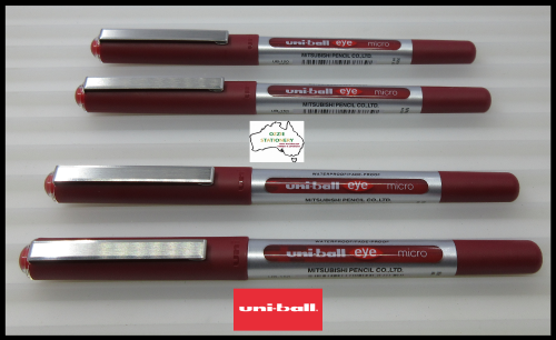4 x RED INK Uni-ball UB150 Eye Pigment Ink Roller Ball Pen 0.5mm Micro ...