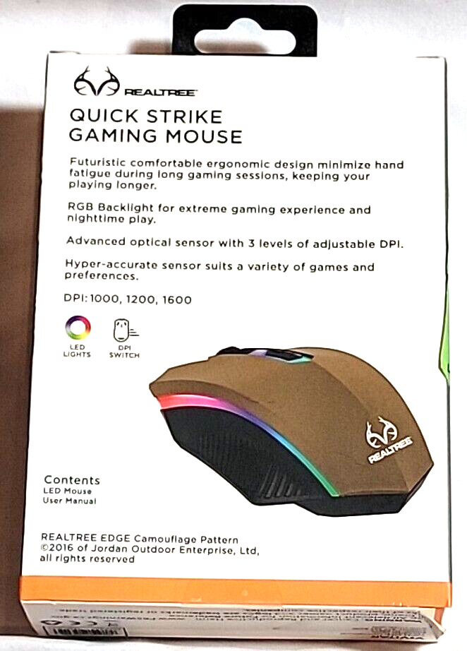 Vivitar-RealTree Quick Strike Gaming Mouse with DPI Switch LED RBG ...