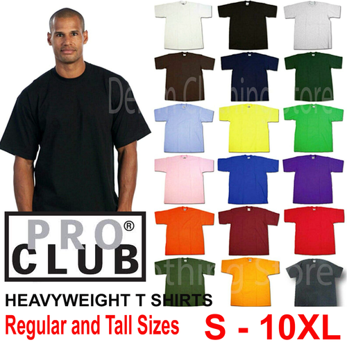 1 NEW PRO CLUB MEN'S BLANK HEAVY WEIGHT CREW NECK SHORT SLEEVE T-SHIRT ...