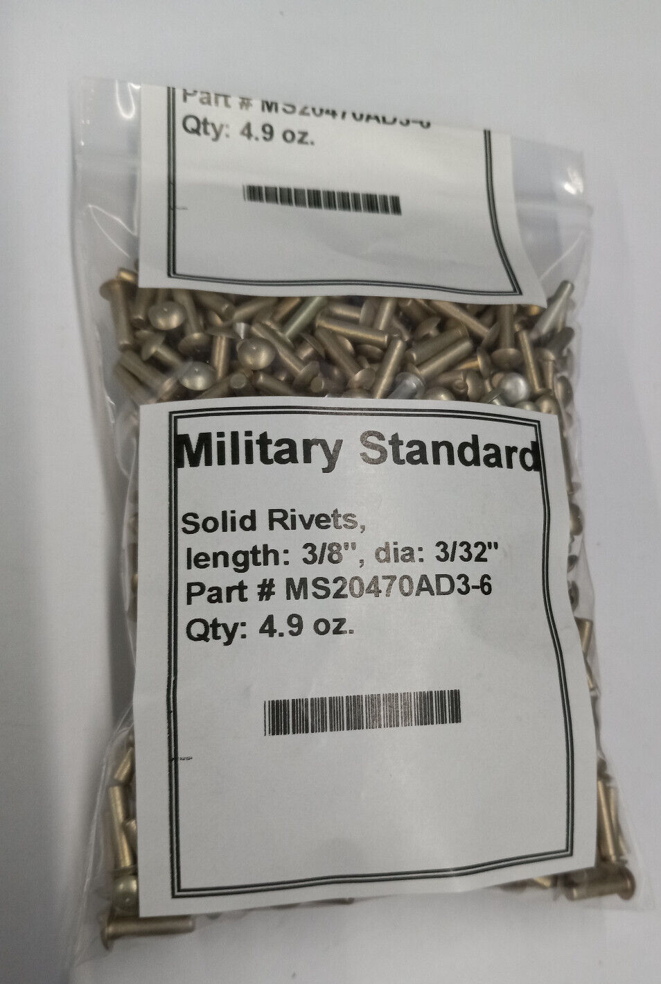 Military Standard P/N MS20470AD3-6 length: 3/8", dia: 3/32" (4.9 oz) | eBay