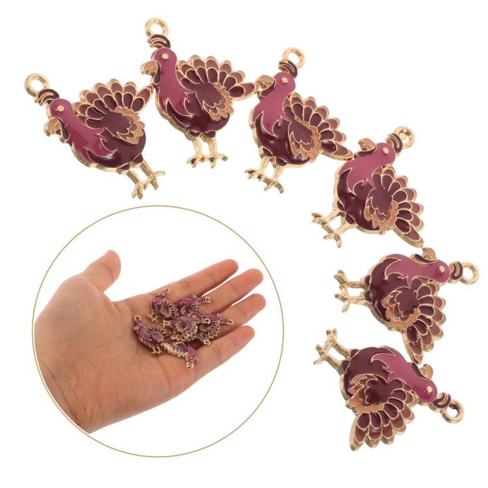 24 Pcs Turkey Pendants Thanksgiving Charms For Fall Jewelry Accessories ...