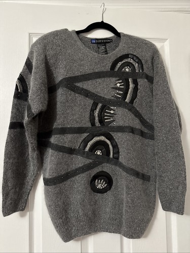 Vintage 90’s IB Diffusion Women’s Sweater-Silk Angora Lambs Wool Blend ...