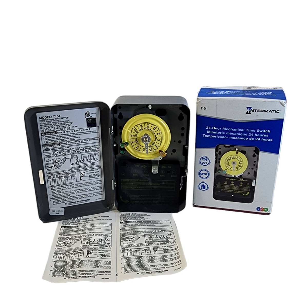 Intermatic T104 208 277 Volt Dpst 24 Hour Mechanical Time Switch