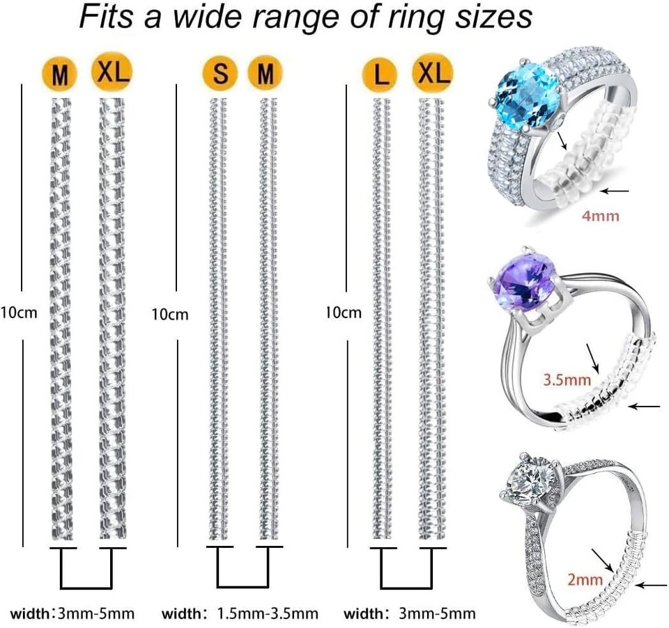 4 Sizes, Ring Resizer For Ring Adjuster Smaller, Ring Spacer, 12 Pcs ...