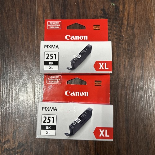 2 Genuine Canon Pixma 251 XL BK Black Ink Cartridge OEM Original ...