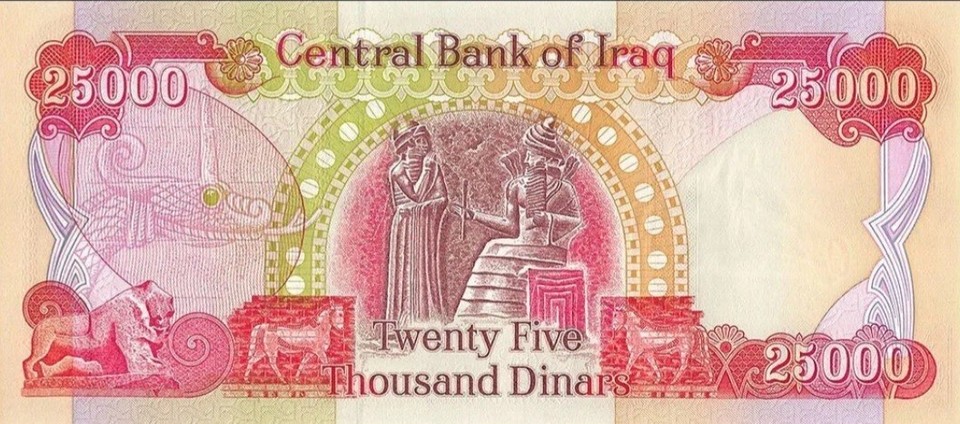 Circulated Banknote Iraq 25,000 Dinars IQD. 25k Iraqi Dinar Cir Bill ...