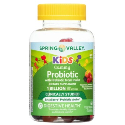 Spring Valley Kids Inulin Probiotic Supplement Vegetarian Gummies ...