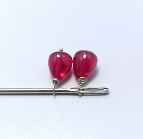 Ruby Corundum Gemstone Smooth 2 Pies Drop Beads 925 Silver | eBay