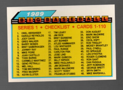 1989 Topps Big #59 Checklist 1-110 NM | eBay