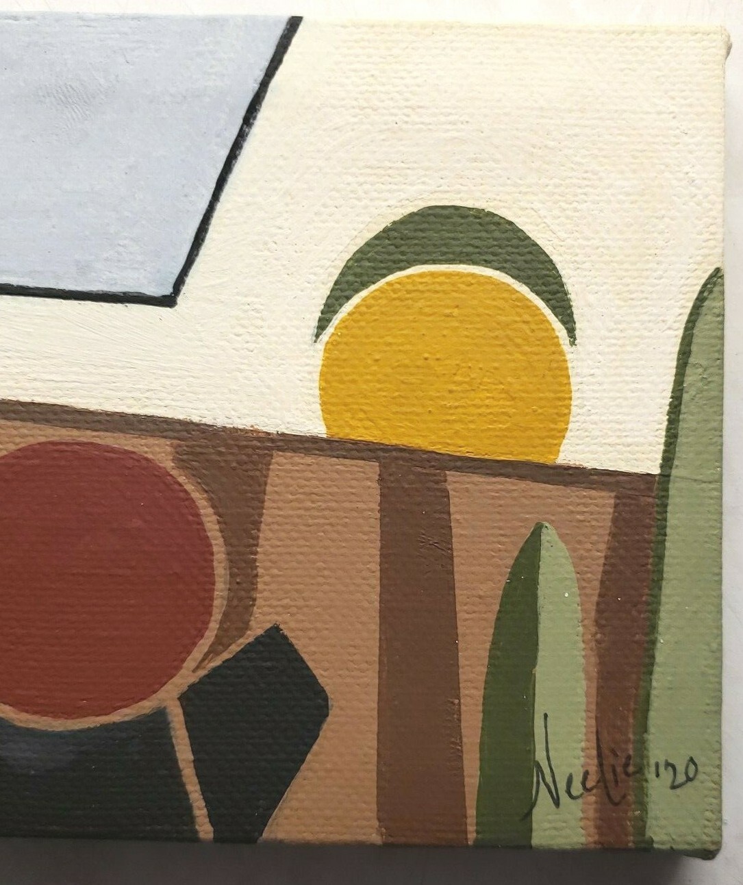 2020 Social Distance Visiting Over the Fence Abstract Acrylic Painting ...