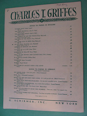 Charles Griffes John Masefield poem An Old Song Re-Sung Low Voice in F ...