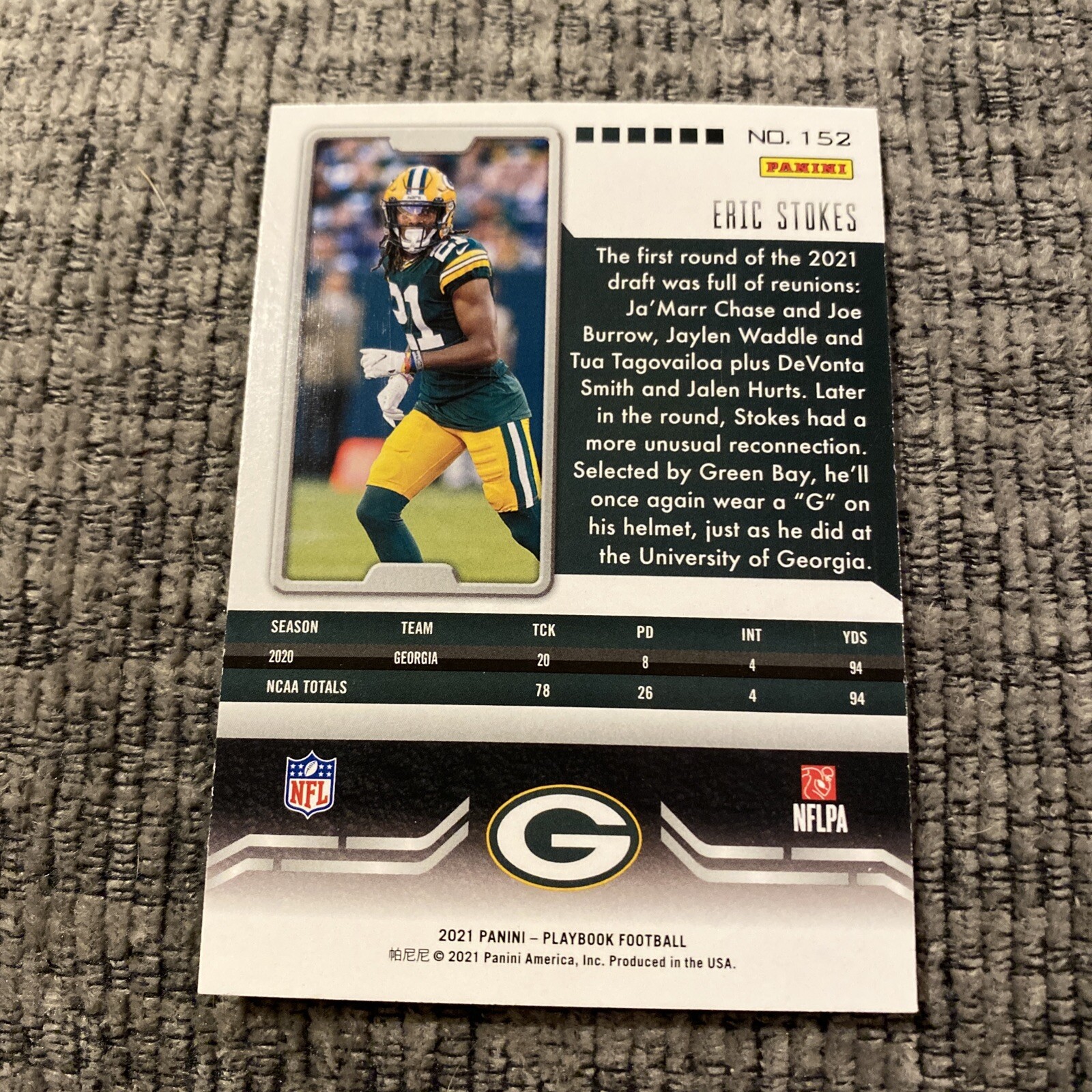 2021 Panini Playbook - Rookie Purple #152 Eric Stokes (RC) for sale ...