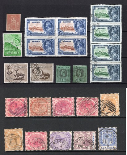MAURITIUS 1859-1960 Interesting lot of stamps, blocks and POSTMARKS ...
