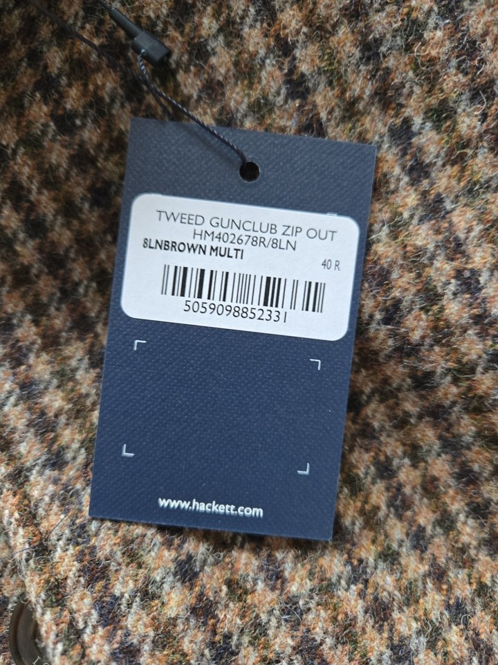 Hackett overcoat Tweed Gunclub - Zip out, 100% Wool Woven in England ...