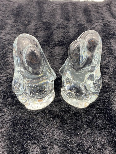 Vintage Hand Made Droopy Ear DOG Figurine Crystal Glass Paperweight Set ...