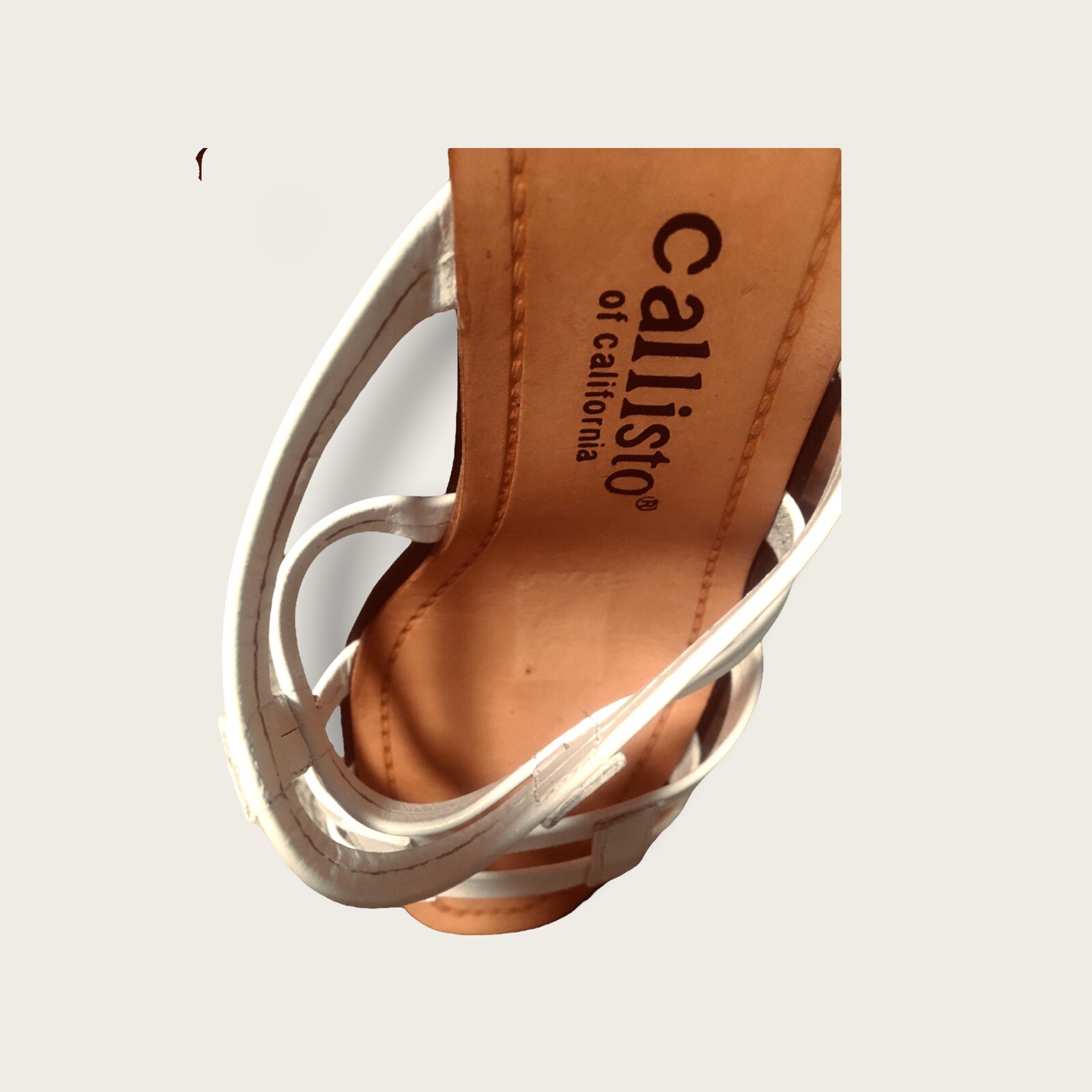 Callisto Of California WhIte Block Heel Mules Sandals Strappy Shoes ...