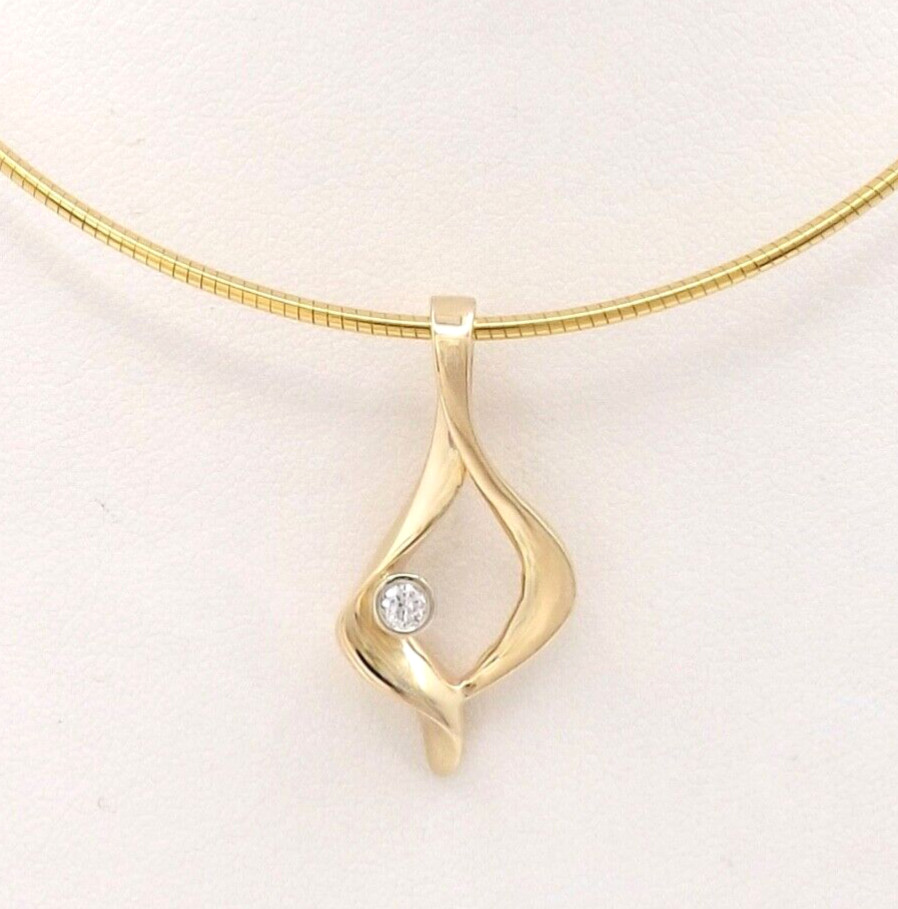 14k Gold Diamond Ribbon Infinity Slide Charm Pendant … - Gem