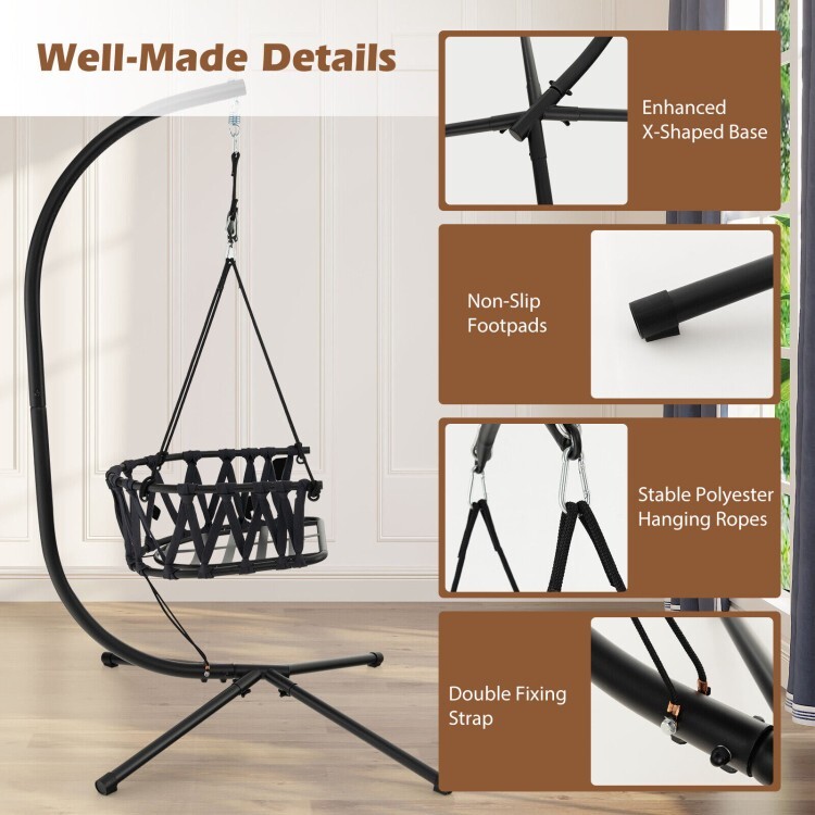 Hanging Swing Hammock Chair Foldable Swing Chair w/Heavy-Duty Metal ...