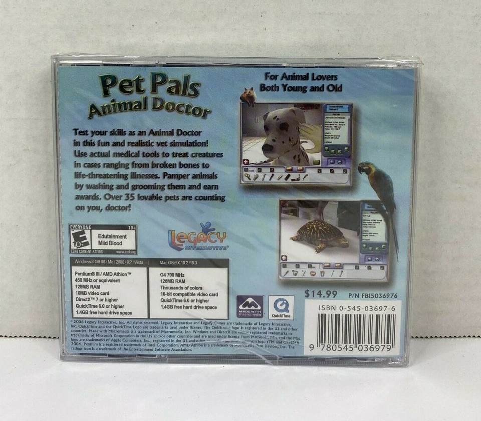 Pet Pals Animal Doctor PC CD-ROM 2 Disc Set 2006 Legacy Interactive New ...