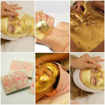 1-200 sheet 24k 100% pure gold leaf facial mask Anti-aging spa Edible ...