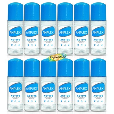 12x Amplex Active 24H Protection Anti Perspirant Deodorant Roll On 50ml ...