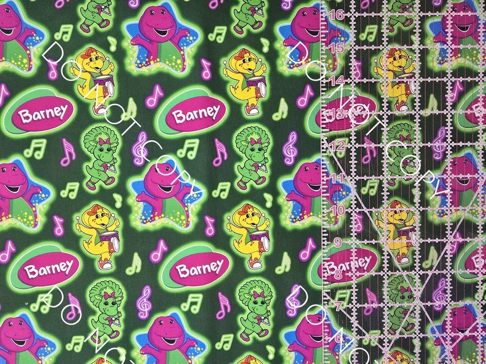 Custom 100% Cotton Woven Fabric Barney Kids Toddler Cartoon by the 1/4 ...