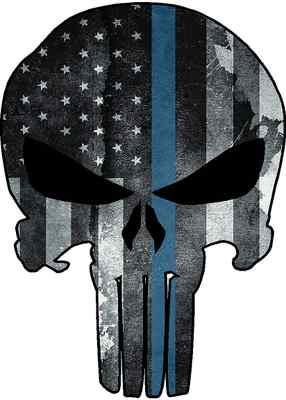 5" Skull American Thin Blue Line Tattered Subdued Flag Police Decal ...