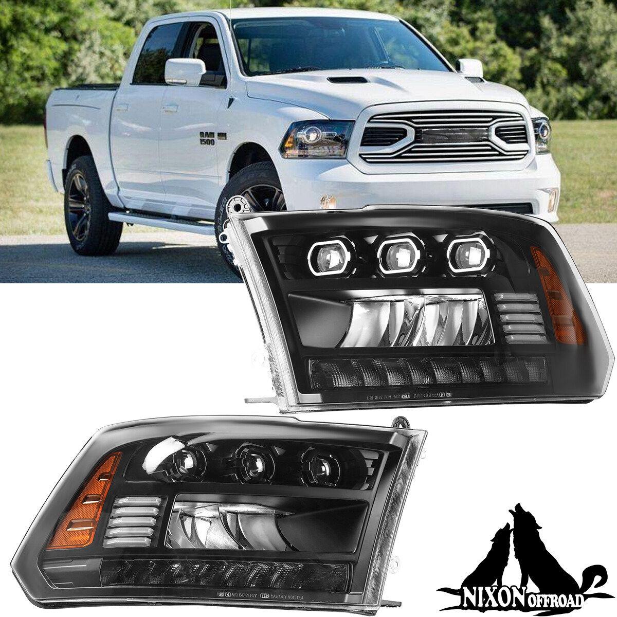 Upgrade Style For 2013-2018 Dodge Ram 1500 LED DRL Projector Headlights ...