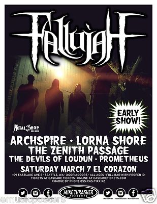 FALLUJAH / ARCHSPIRE 2015 SEATTLE CONCERT TOUR POSTER - Progressive ...