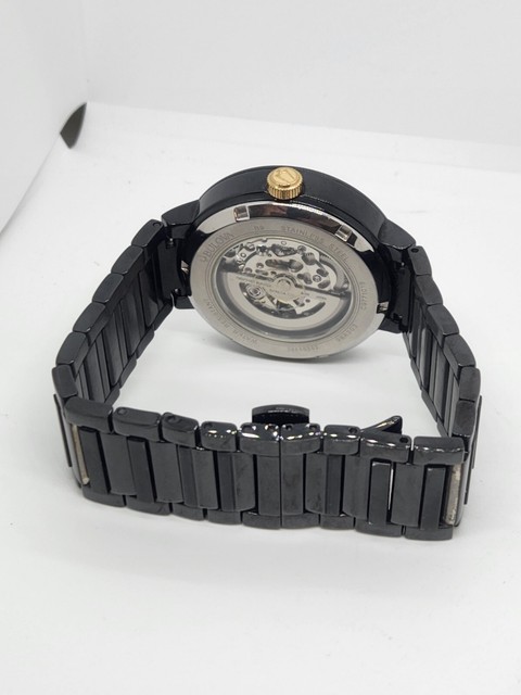 Bulova 98A203 Open Heart Men’s Watch 42mm Black And Gold Stainless ...