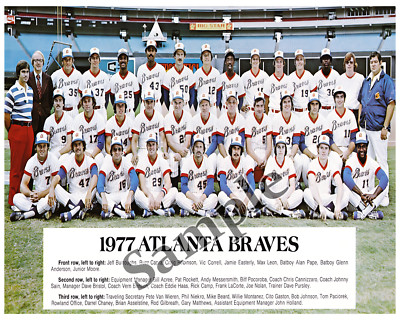 MLB 1977 Atlanta Braves Team Picture with Names Color 8 X 10 Photo Pic ...