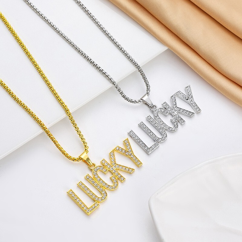 Gold LUCKY Chain Necklace Punk Big Gangster Shinny Rapper Fancy Dress ...