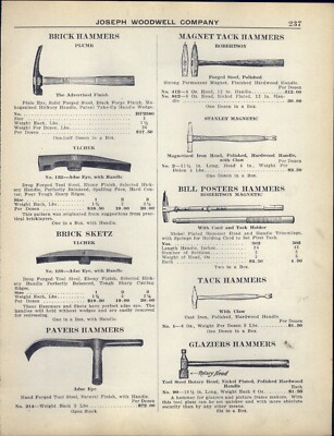 1927 PAPER AD Plumb Brick Hammer Vlchek Pavers Robertson Magnet Tack ...