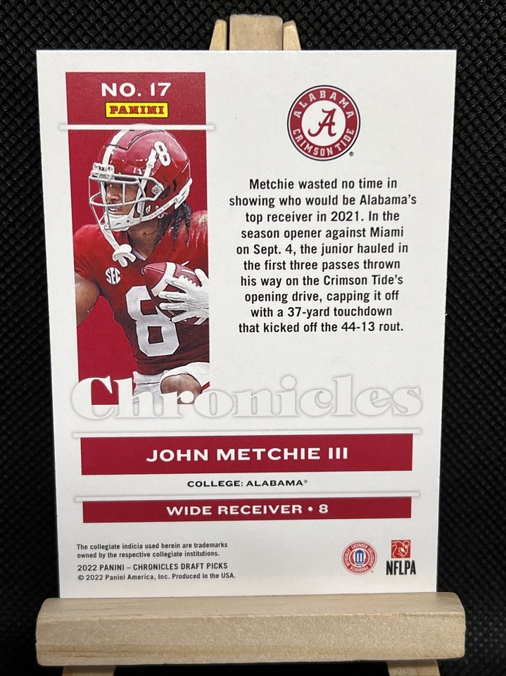 John Metchie III 2022 Chronicles Draft Picks RC No.17 Alabama Crimson ...