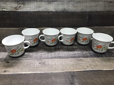 Set Of 6 Vintage Corning Ware Corelle Wildflower Pattern Coffee/Tea ...