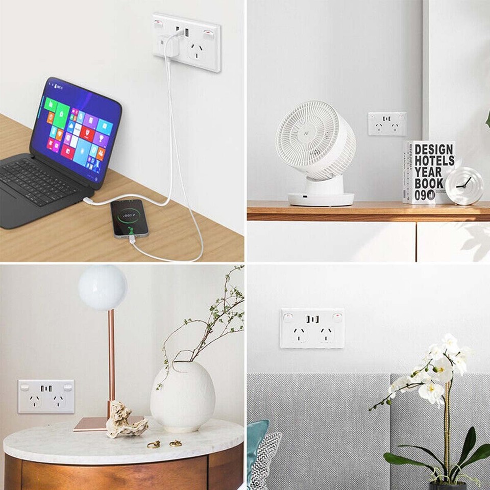Dual USB 3.6 amp 10A GPO Power Point Socket Home Plug Switch Wall ...