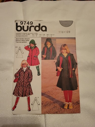 Burda 9749 Vintage 1970s Children's Hooded Coat Pattern Sizes 6 & 7 | eBay