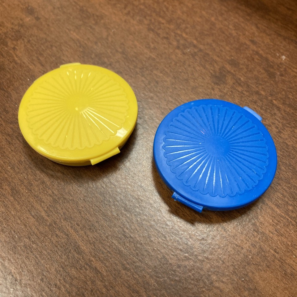 Pair VTG Tupperware Small Pill Keeper Case Box Clamshell Yellow and ...