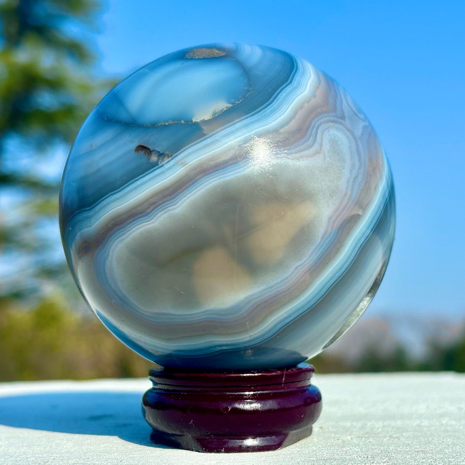 1.1LB Natural Agate Geode Crystal Ball Quartz Sphere Cave Vug Quartz ...