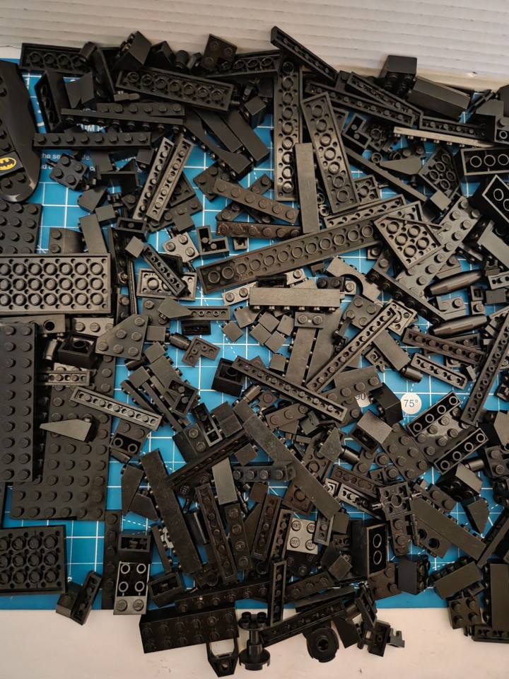 Vintage Lego Black Misc Pieces Lot - Plates Blocks 1x1 1x4 2x4 2x2 ...