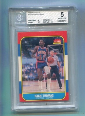 1986-87 Fleer - ISIAH THOMAS - Rookie Card #109 - BGS 5 ( Subs 4, 7.5 ...