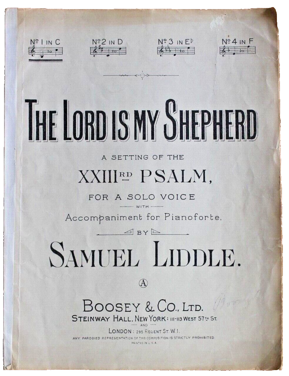 THE LORD IS MY SHEPHERD SHEET MUSIC: A SETTING OF THE 23rd PSALM ...
