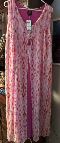 JM Collection Dress Womens size XL Pink Chiffon Overlay Sleeveless ...