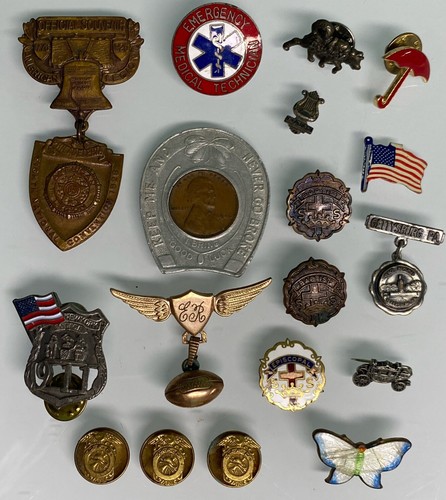Vtg Lapel Pins 18pc Estate Lot Souvenir Firemen American Legion ...