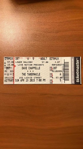 *RARE* Dave Chappelle 2015 Atlanta Full Ticket Stub Stand Up Comedy ...