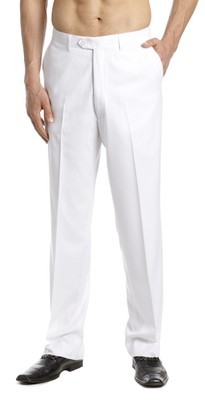 CONCITOR Men's Dress Pants Trousers Flat Front Slacks Solid WHITE Color ...